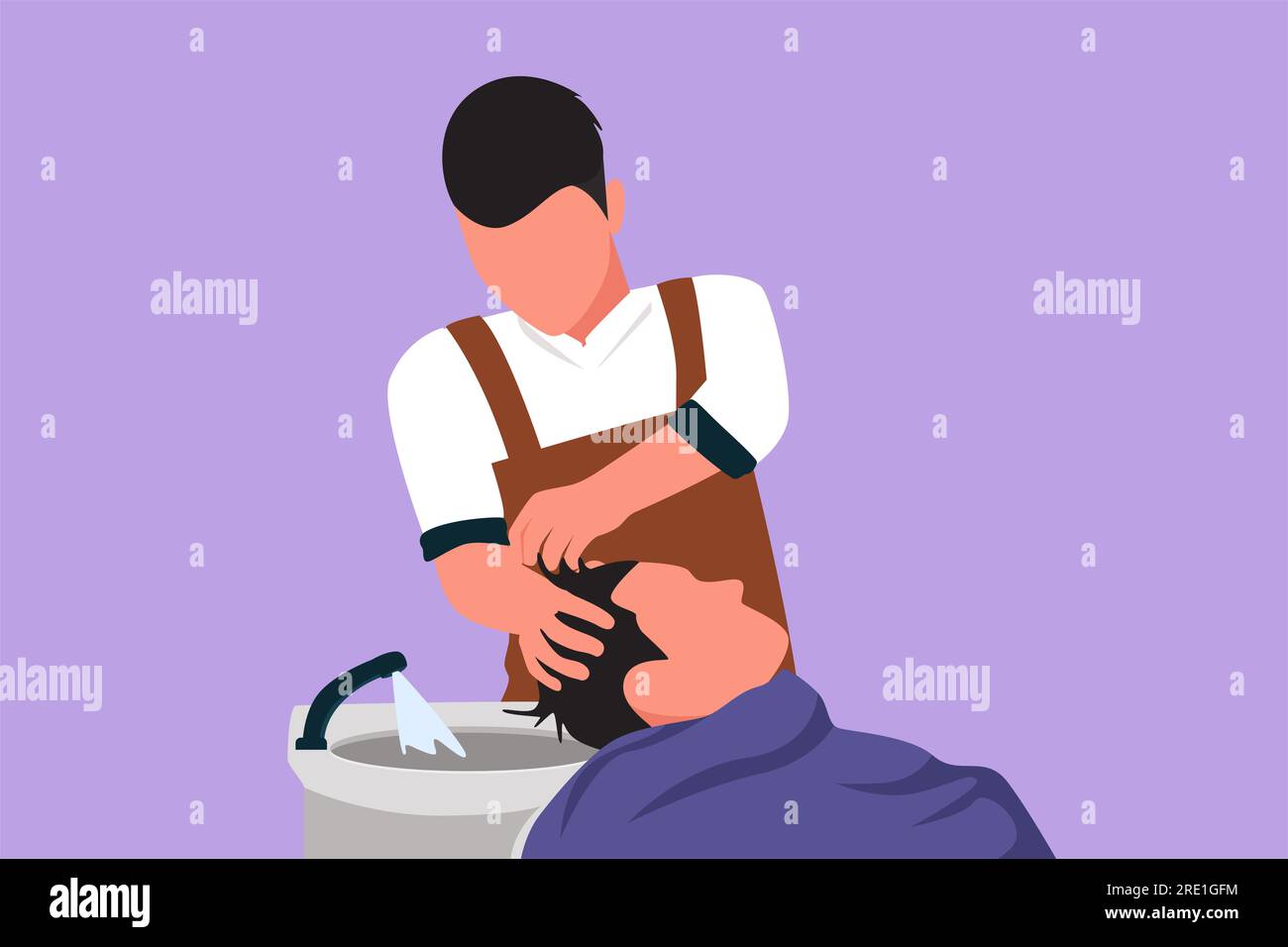 Cartoon flat style drawing attractive male is getting modern haircut in ...