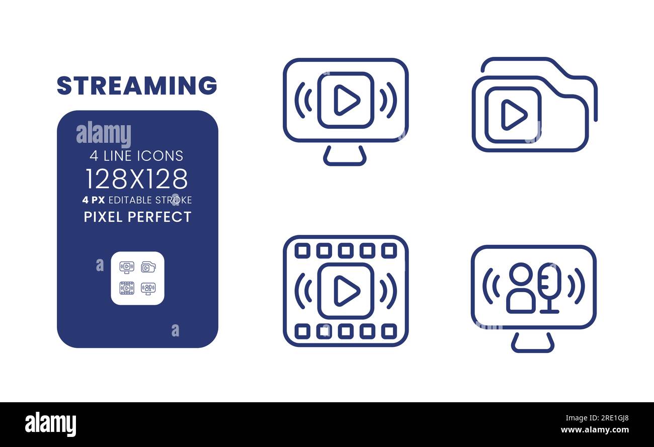 Streaming linear desktop icons set Stock Vector Image & Art - Alamy