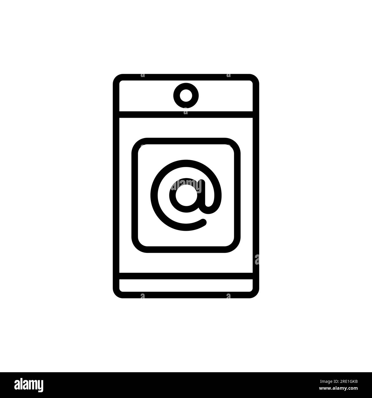 Smartphone icon. E-mail address. Contour symbol. Vector isolated outline drawing. Editable ...