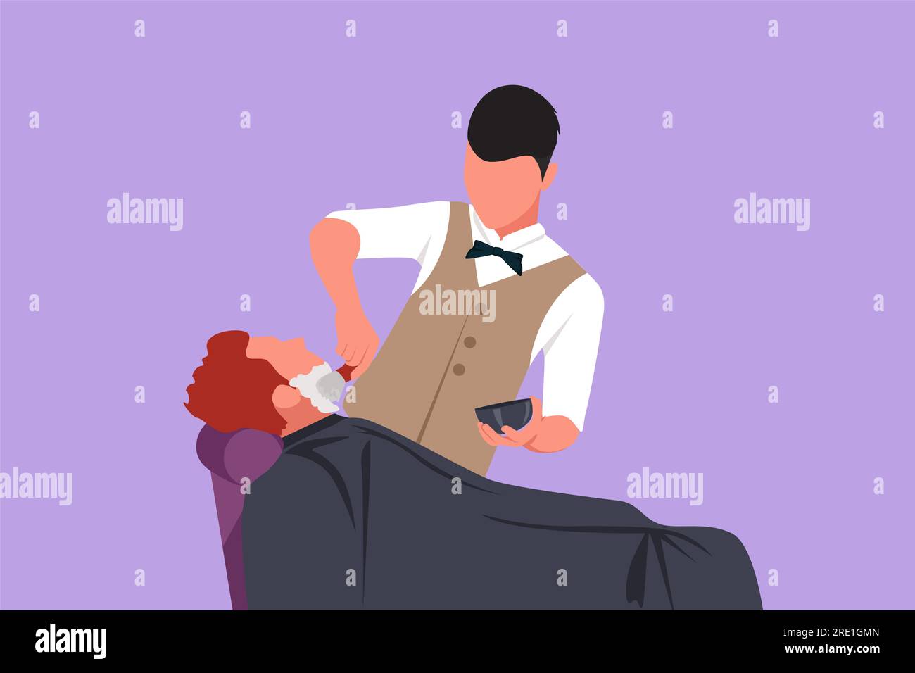 Character flat drawing hipster client visiting barber shop. Sitting on ...