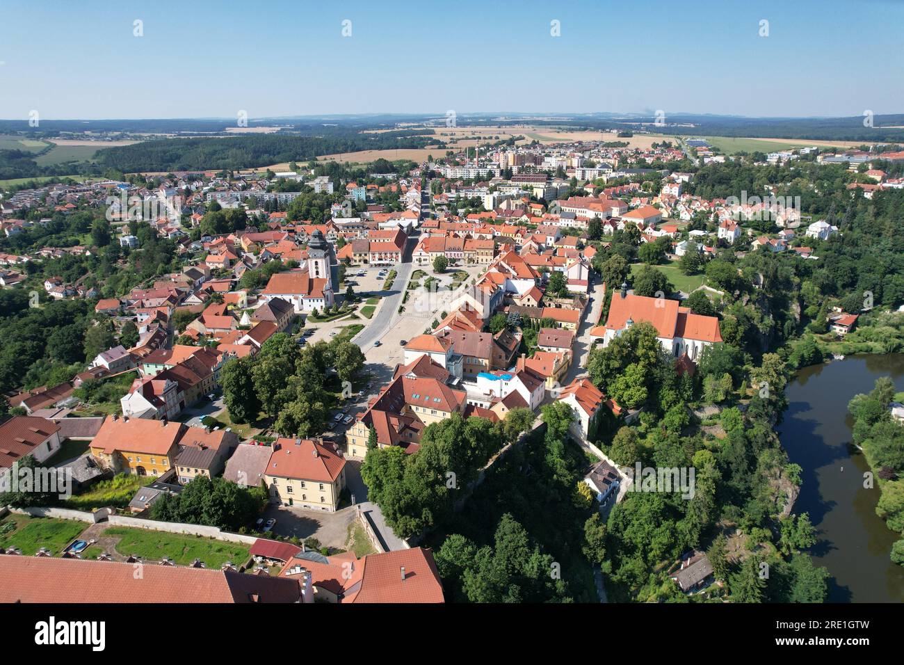 Romantic view of historical building and part of castle,banks of river ...