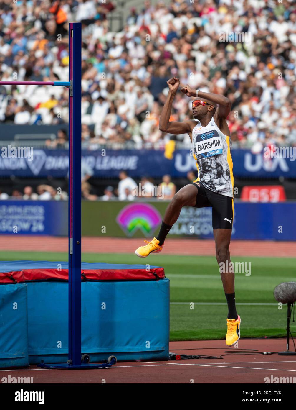 Mutaz Essa Barshim of Qatar competing in the men’s high jump at the ...
