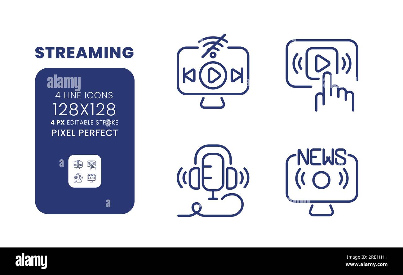 Streaming linear desktop icons set Stock Vector Image & Art - Alamy