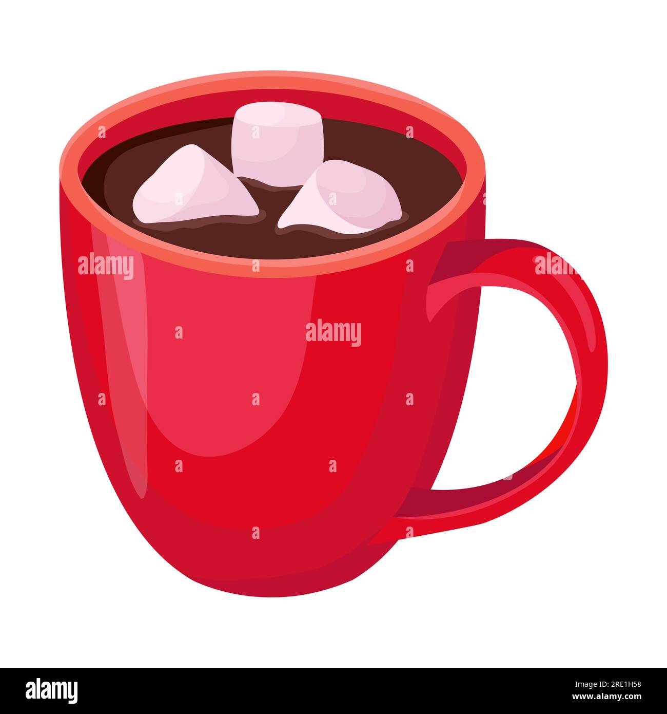 A cup of hot cocoa with marshmallows. Vector illustration Stock Vector ...