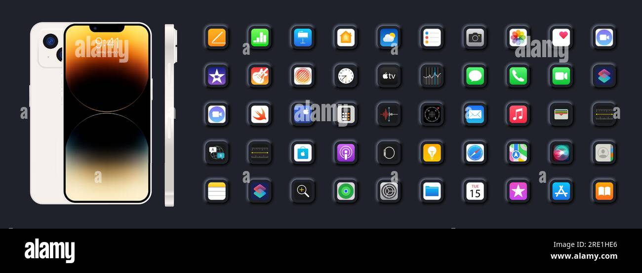 White Iphone 15. Apple mockup. Apple interface. Apple apps. Apple logo ...