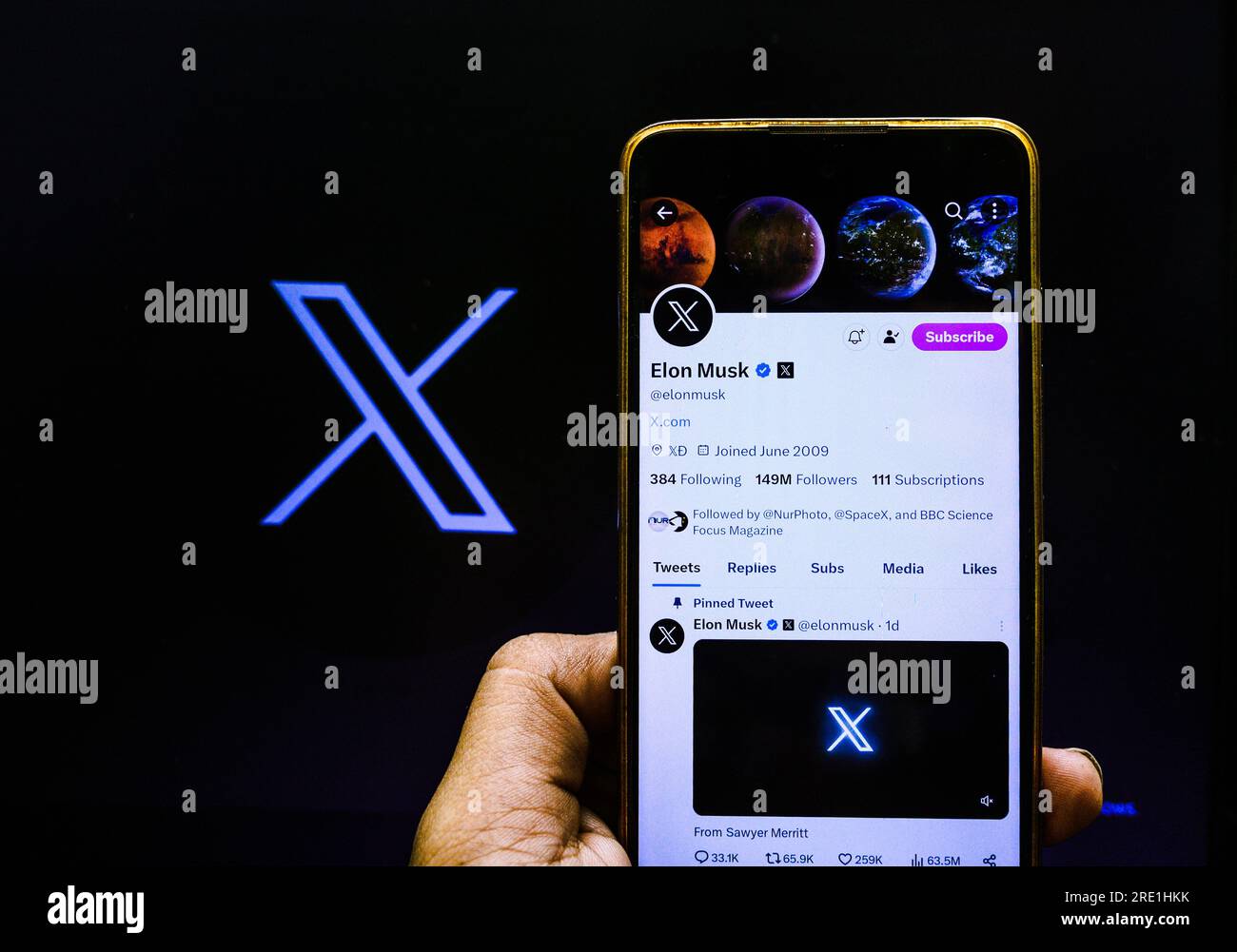 This photo illustration shows the Twitter new logo 'x' on a smartphone. Twitter Inc Stock Photo ...