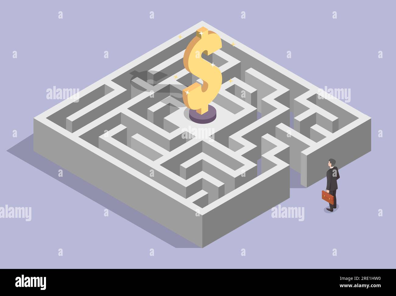 Hard path to financial success vector illustration with labyrinth Stock ...