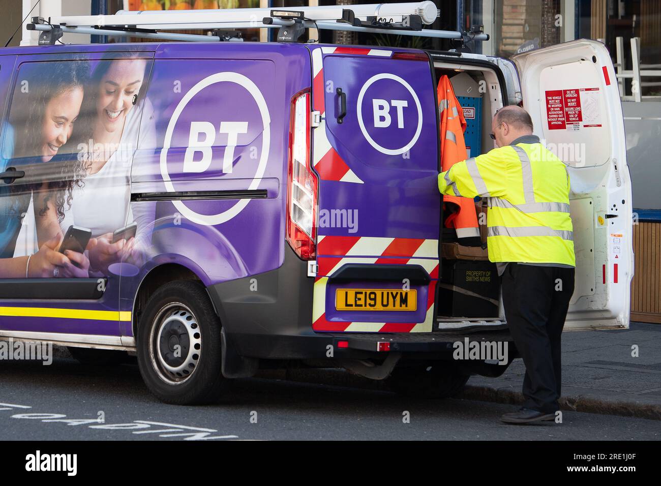Uxbridge, UK. 20th July, 2023. A BT van in Uxbridge town centre in the ...