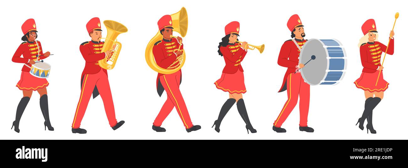 Brass band marching Stock Vector Images - Alamy