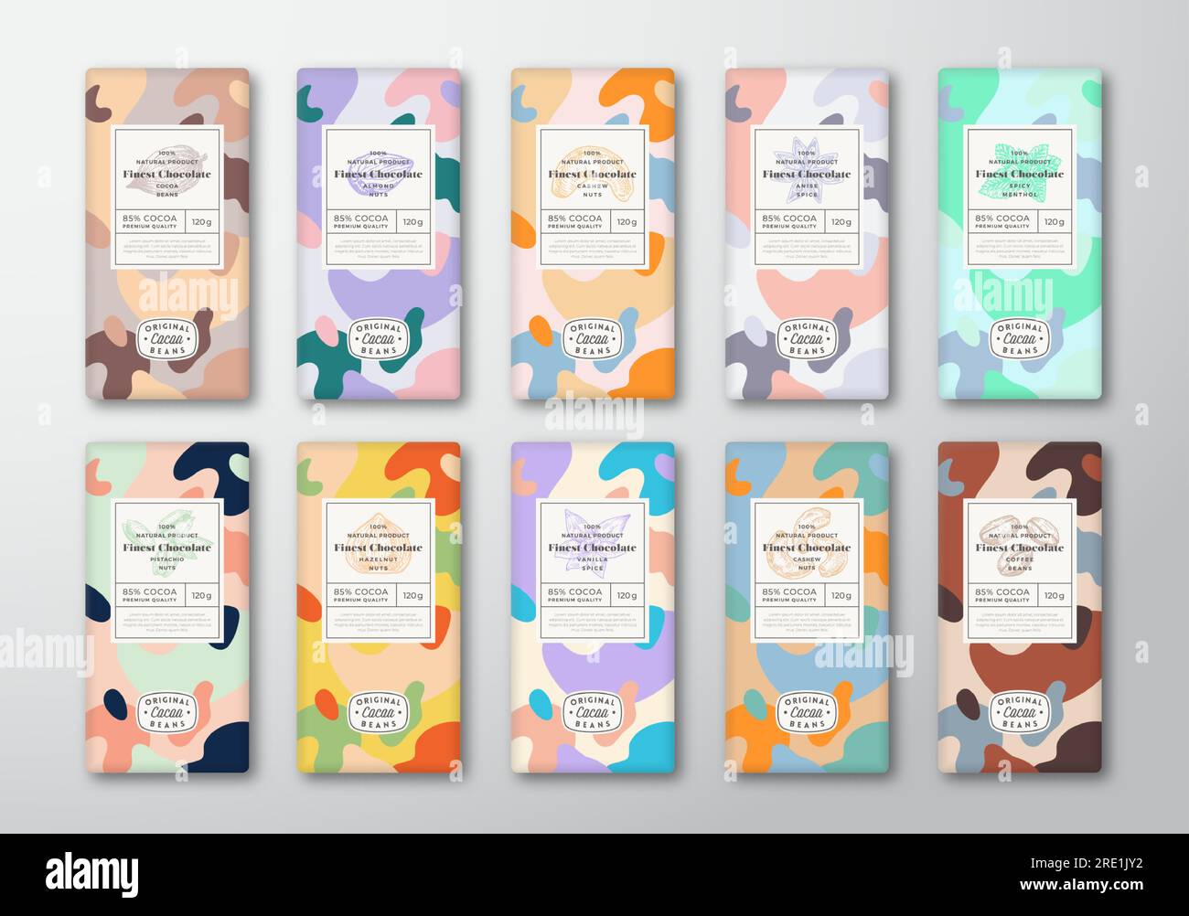 Chocolate Label Template Set. Abstract Shapes Vector Packaging Design ...