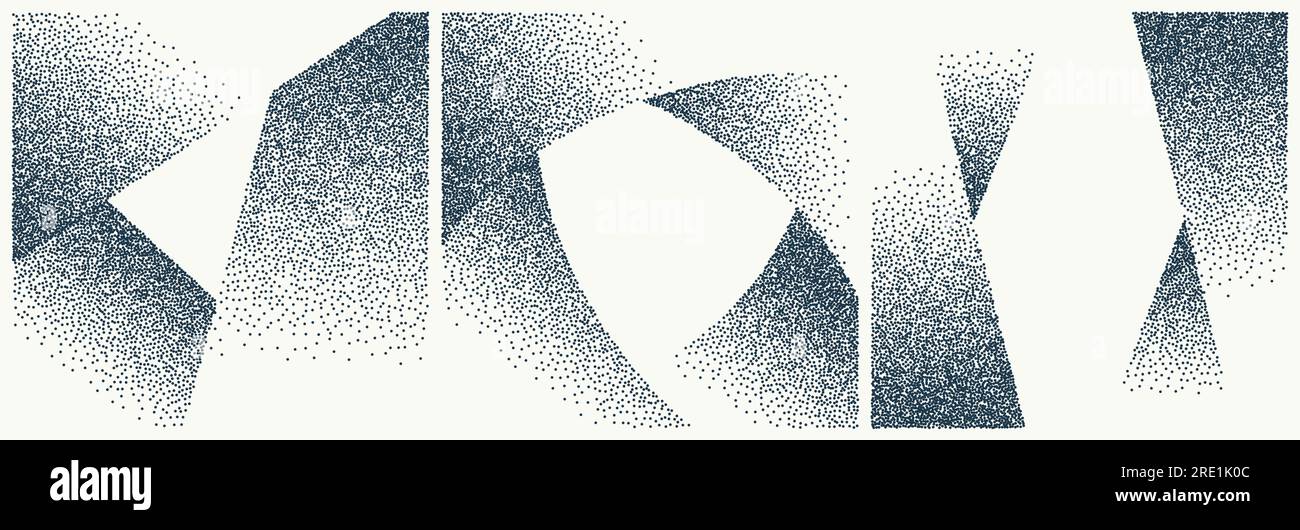 Gritty vector geometric shapes set. Abstract noisy grit banners grange ...