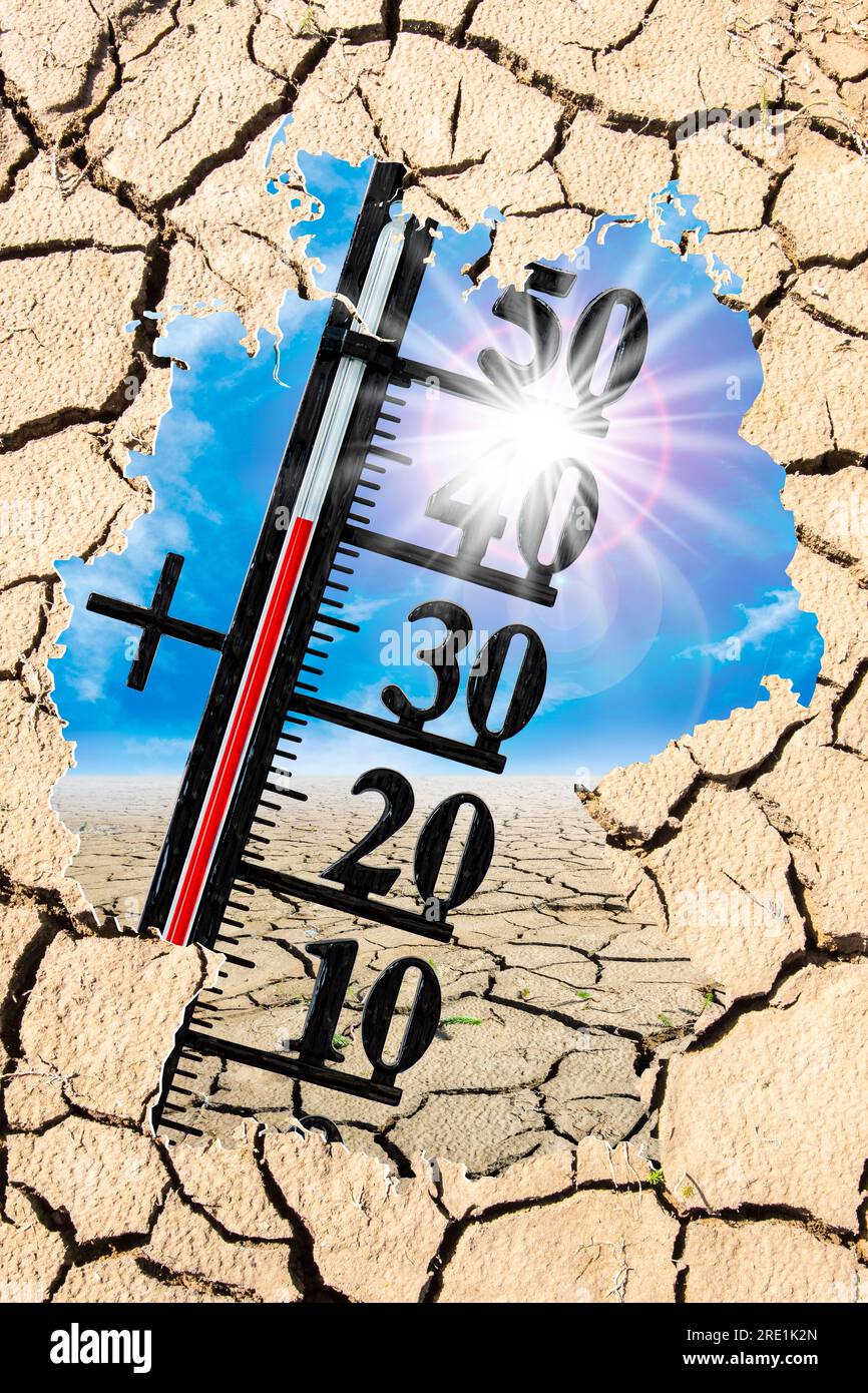 map of Germany as symbol for heat and dryness and climate change Stock ...