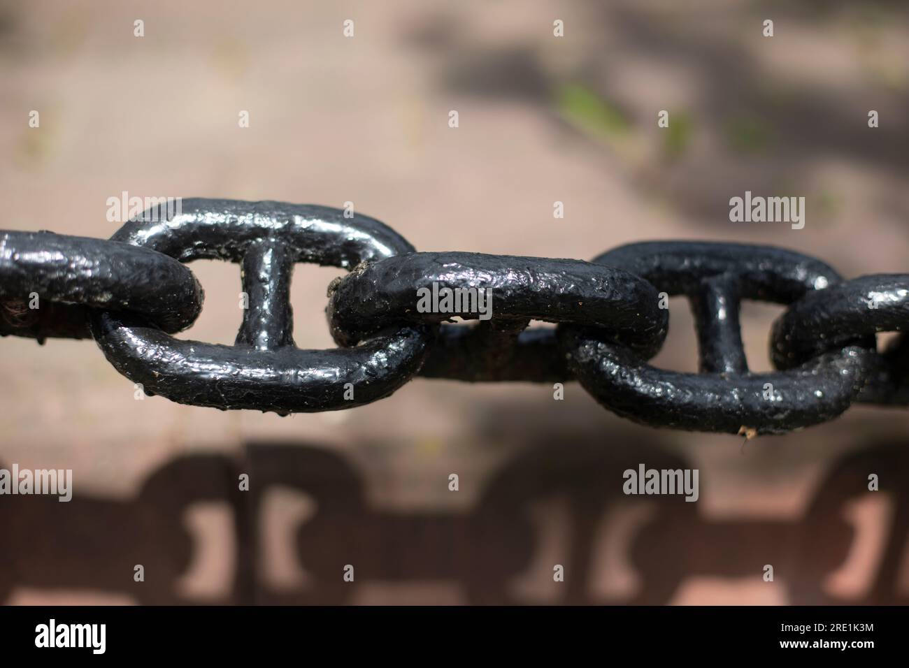 Black Chain. Large steel chain. Fence details. Chain links Stock Photo ...