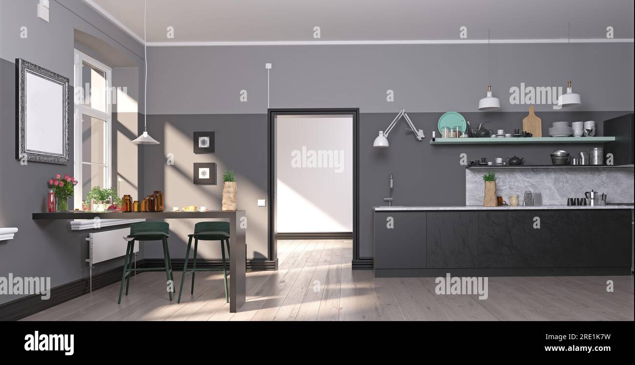 Luxury kitchen black cabinets hi-res stock photography and images - Alamy