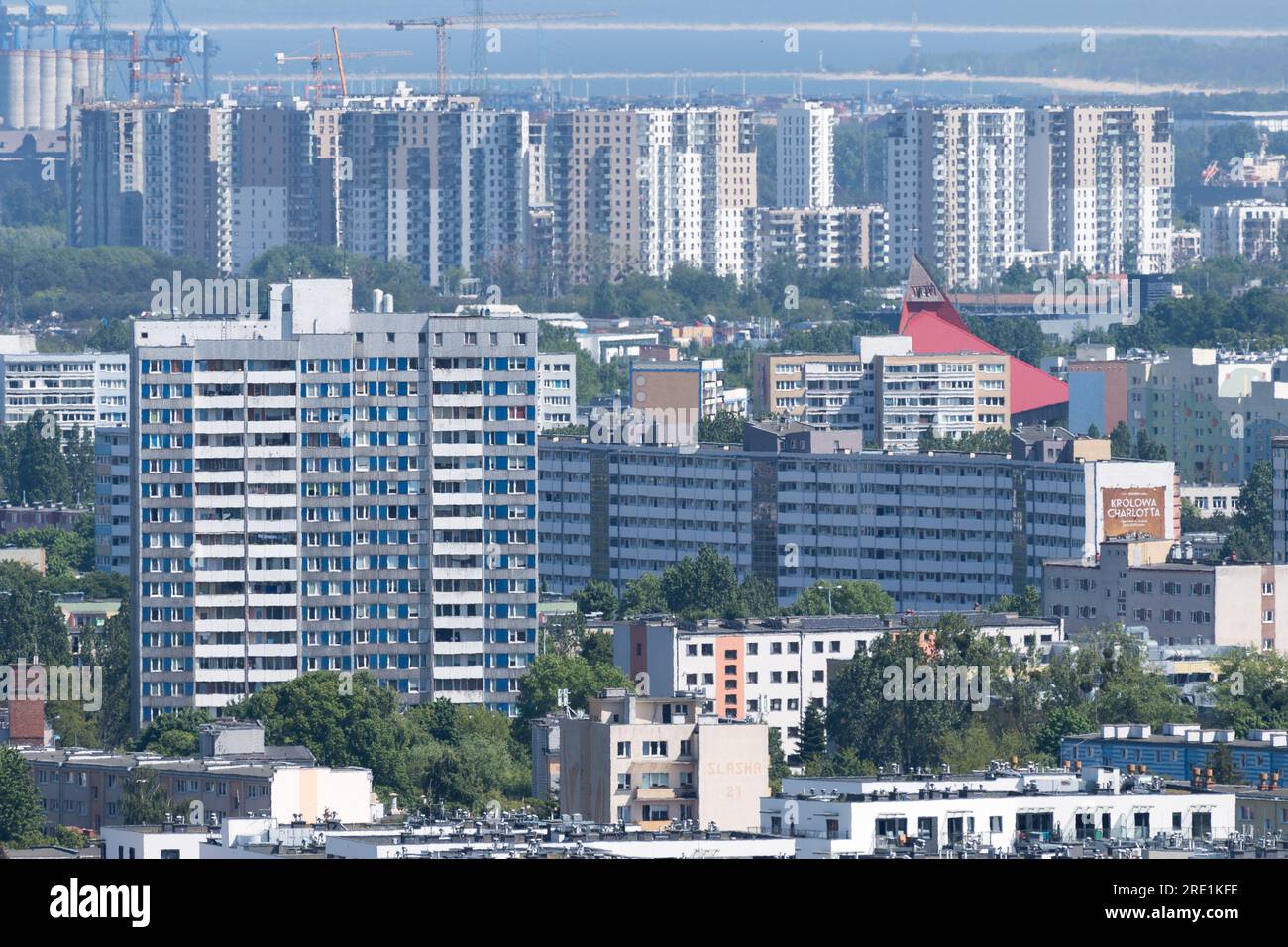 Communist era apartment wavy shape building falowiec in Gdansk ...