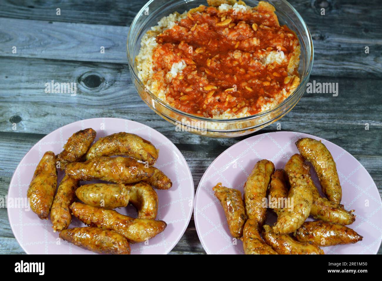 Arabic Egyptian cuisine, Egyptian oriental Fattah with white rice and ...