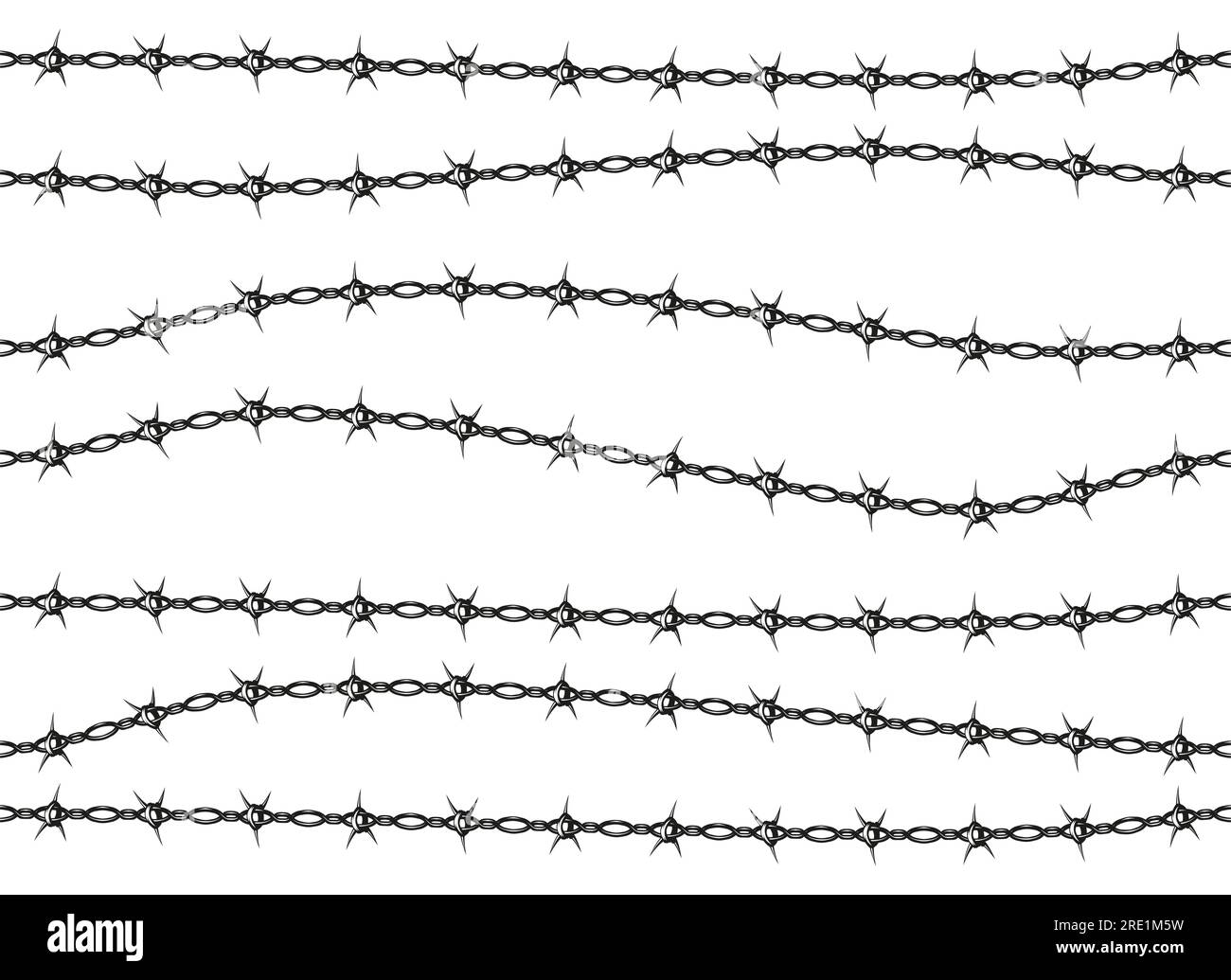 Barbed wire fence pattern. Seamless security border spike silhouette ...