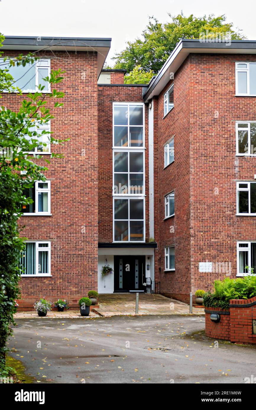 Manchester UK July 22 2023 Apartment building brick built in the 1970's ...