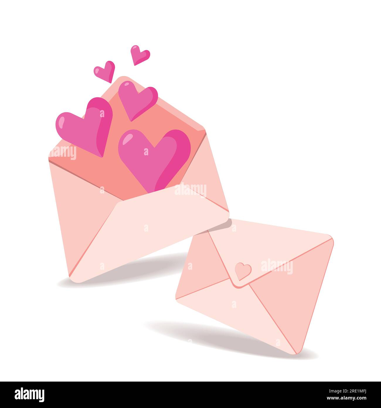 Opened Pink Envelope with Hearts that elevating over envelope ...