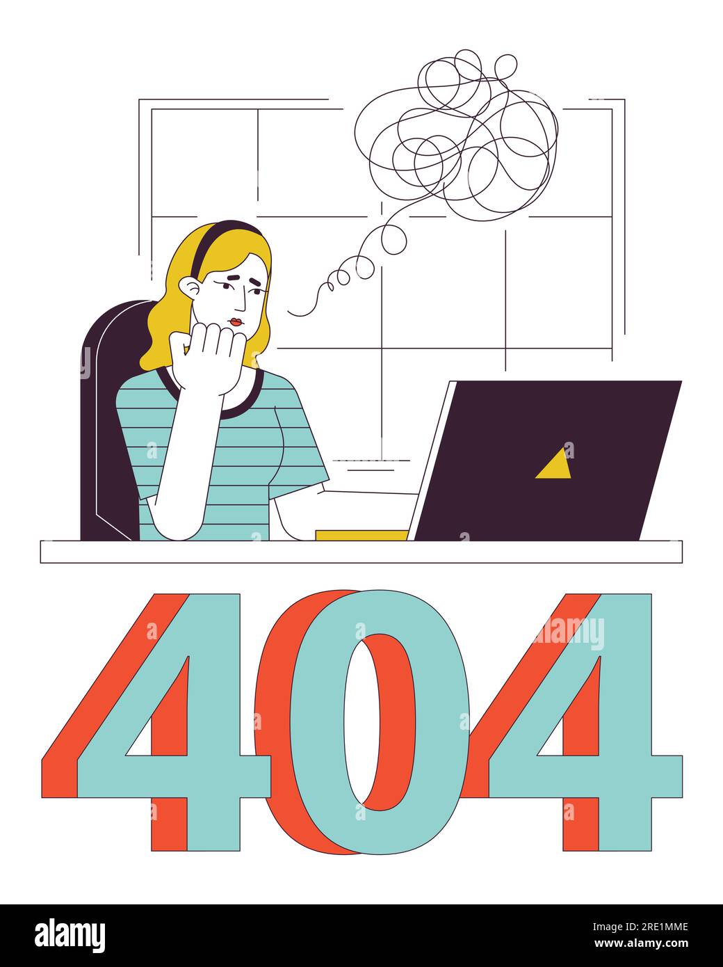 Woman thinking on computer Stock Vector Images - Alamy