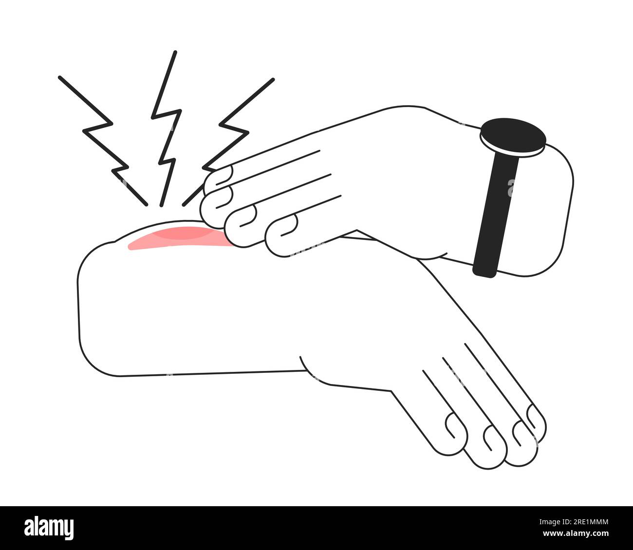 Hand touching painful injury flat monochrome isolated vector object ...