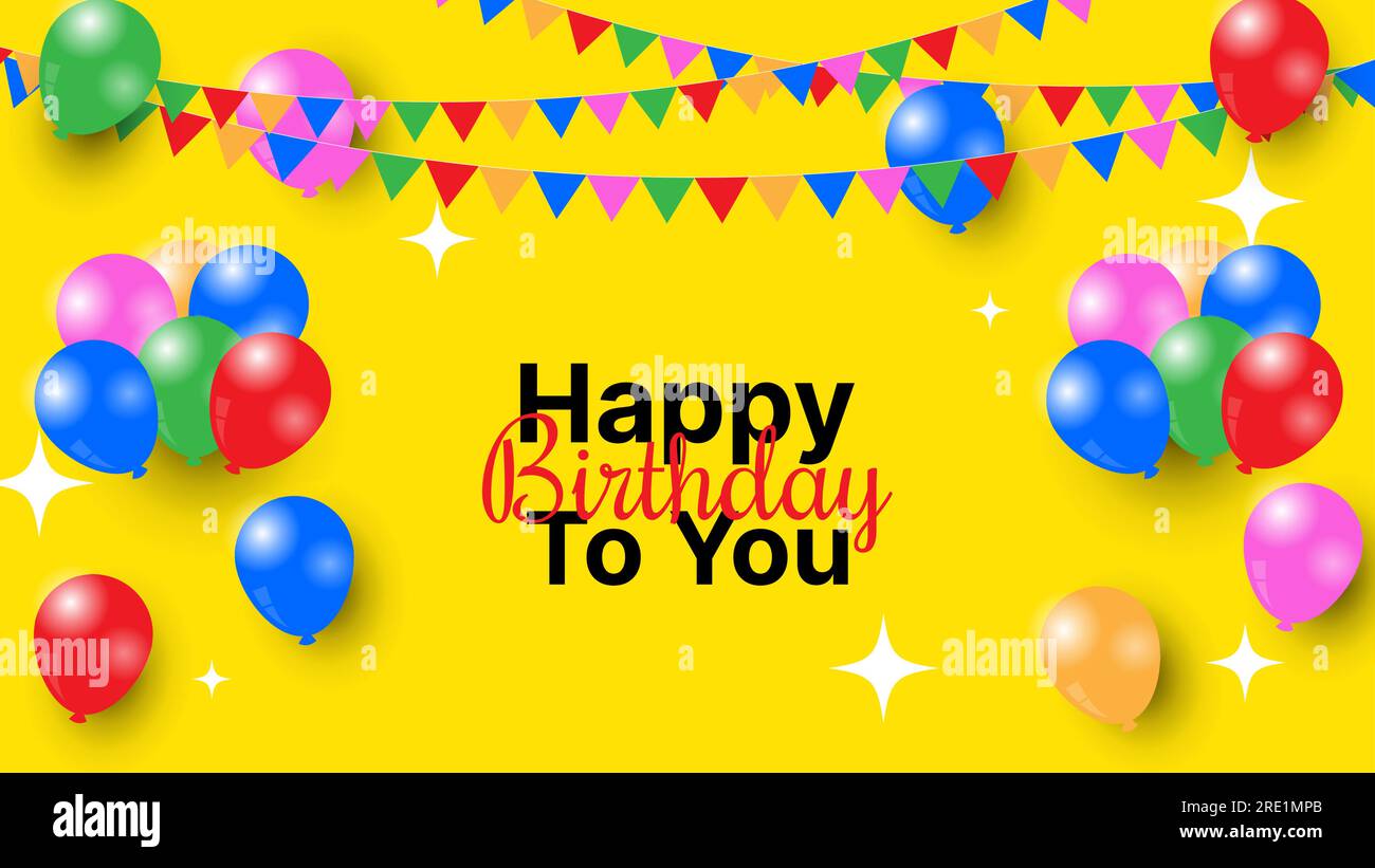 colorful Happy birthday background with balloons and confetti. suitable for greeting card ...