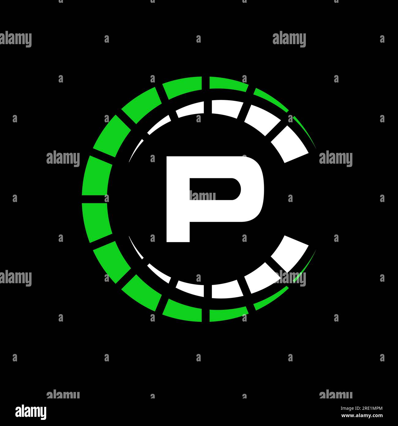 Car Automotive Logo On Letter P Speed Concept. Sport Car Symbol For ...