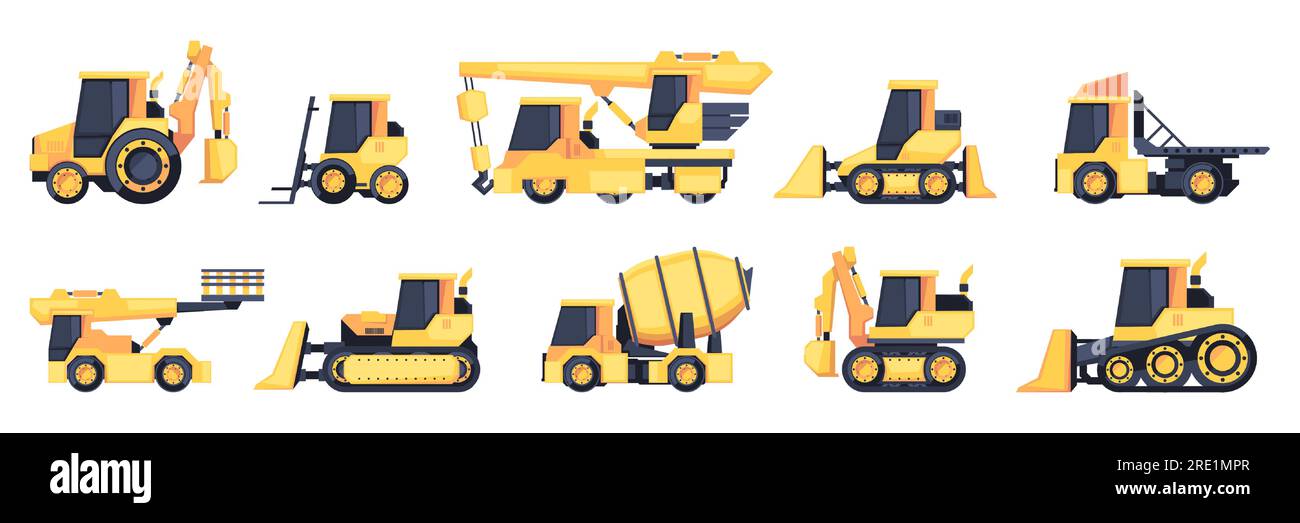 Heavy machinery. Tractor loader excavator car bulldozer, mining and ...