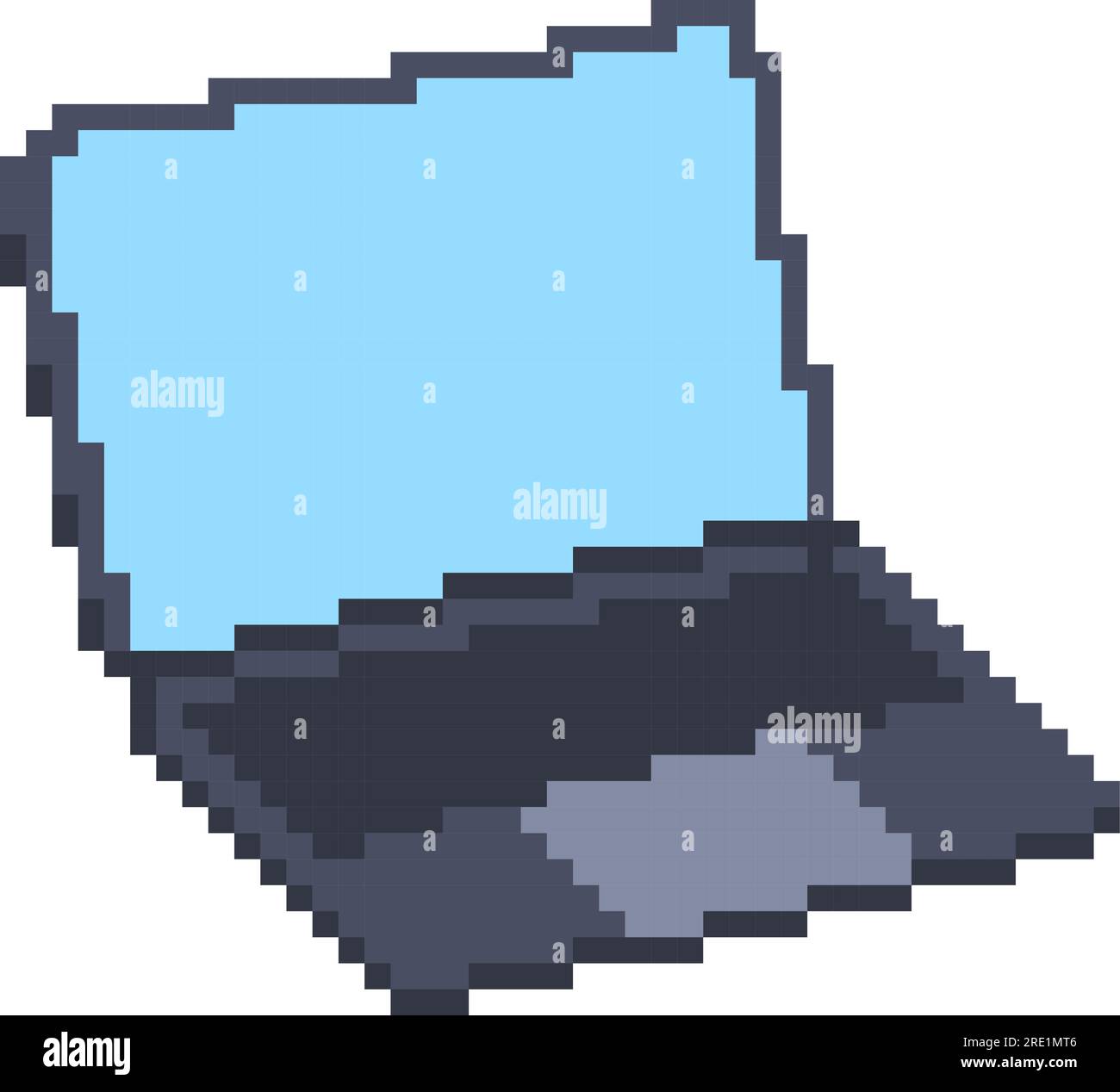 Pixel art laptop isolated on white background. Opened notebook with ...
