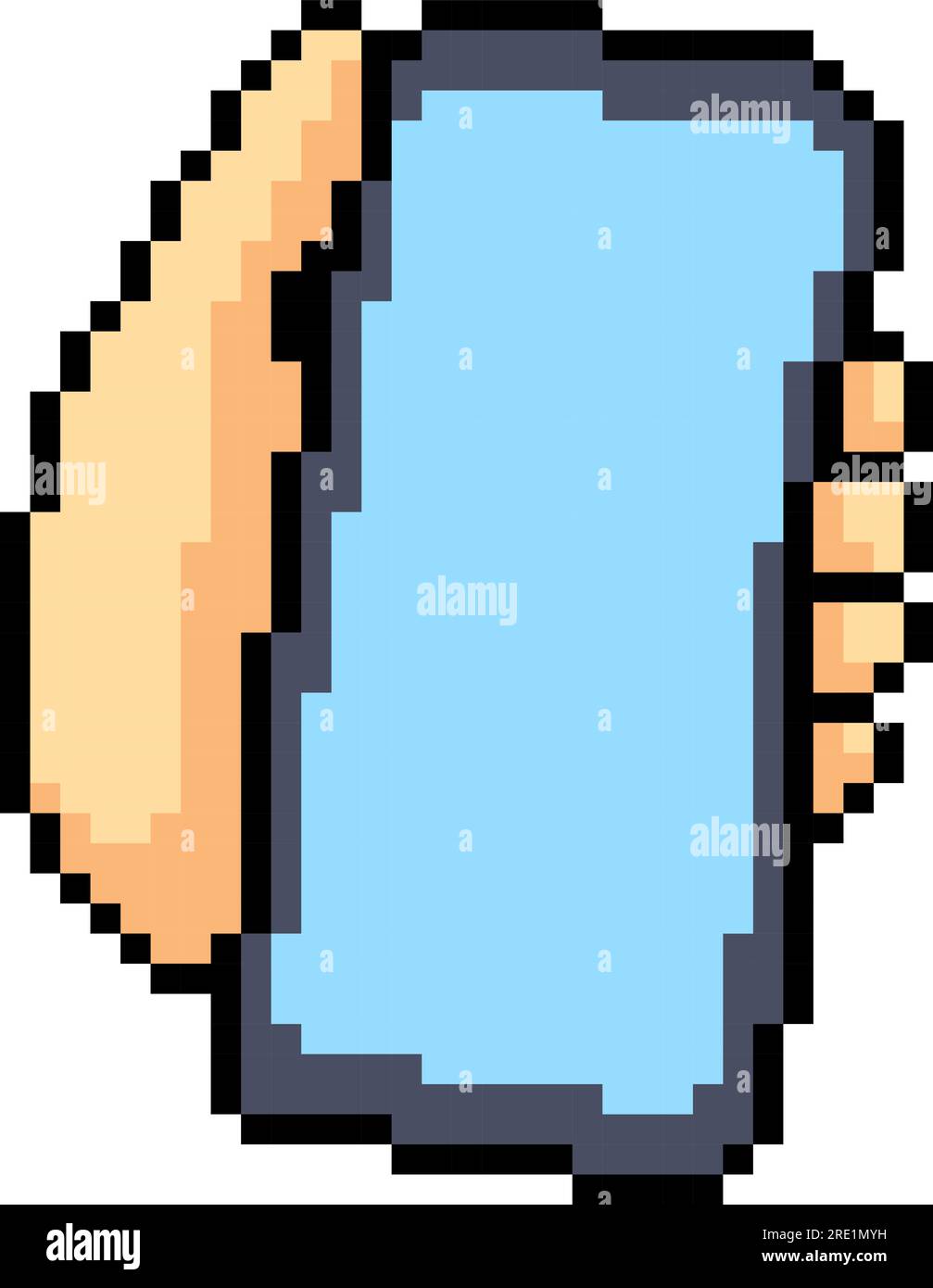 Pixel art cell phone in hand. Mobile phone cartoon vector illustration ...