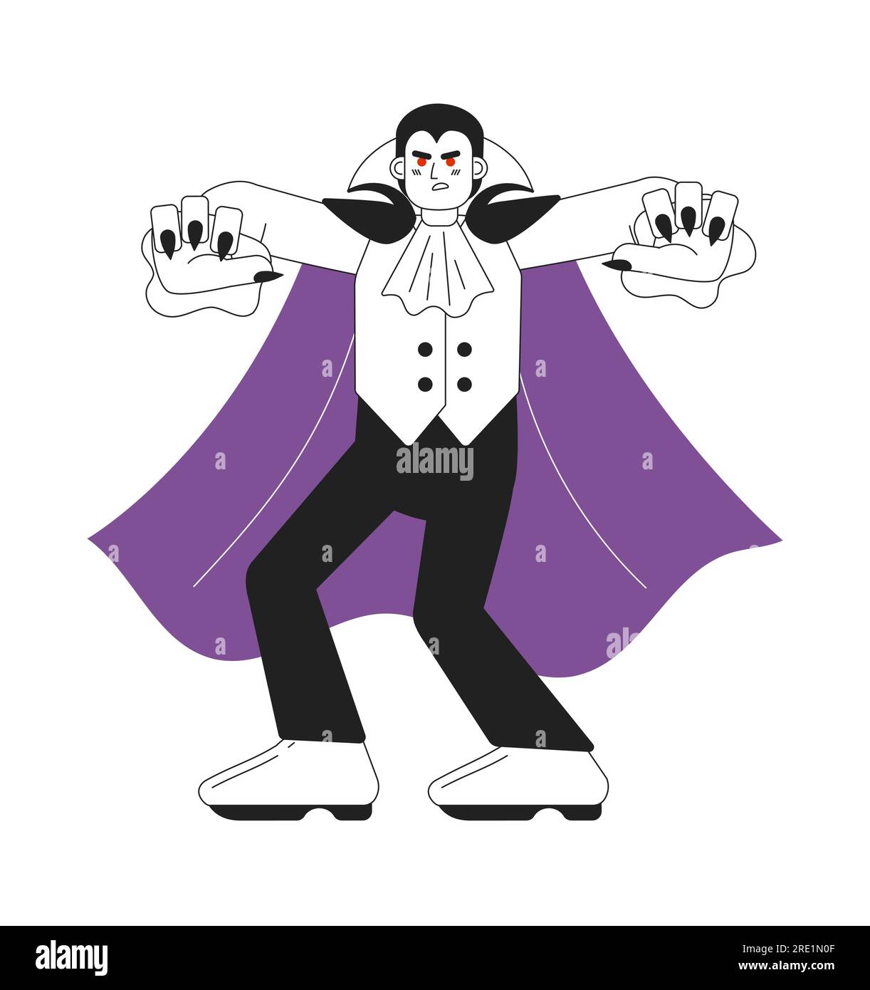 Angry vampire monster monochrome concept vector spot illustration Stock ...