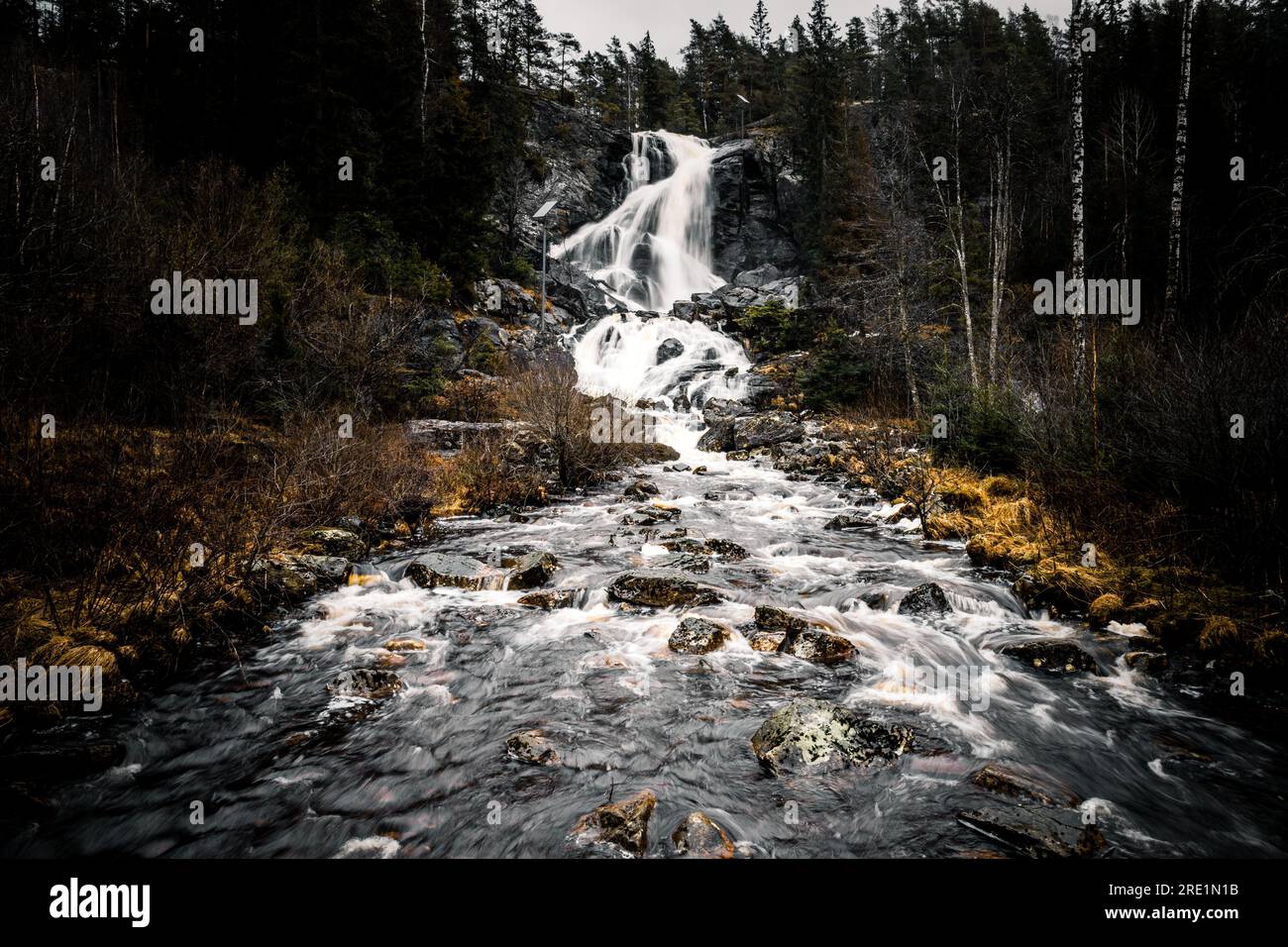 Enchanting Sweden: Majestic Waterfall amidst Scenic Splendor Stock ...