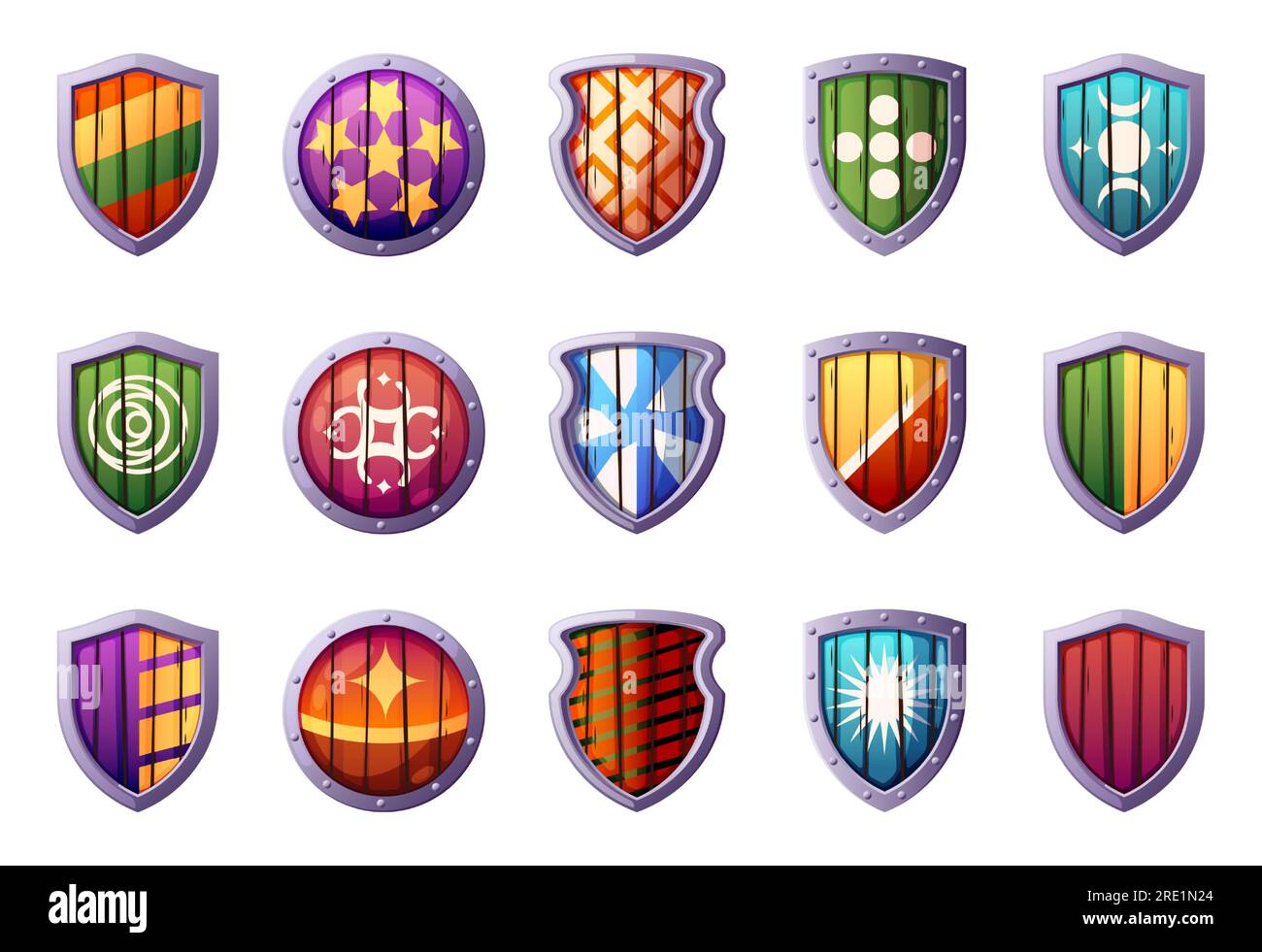 Game shields. Cartoon medieval knight armor wooden screen protector ...