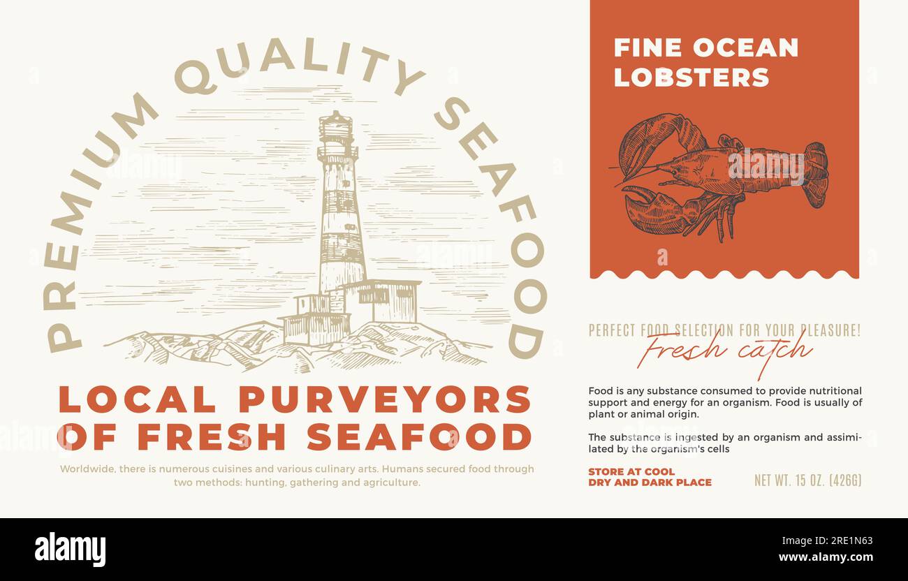 Fine Ocean Seafood Product Abstract Vector Packaging Label Design ...