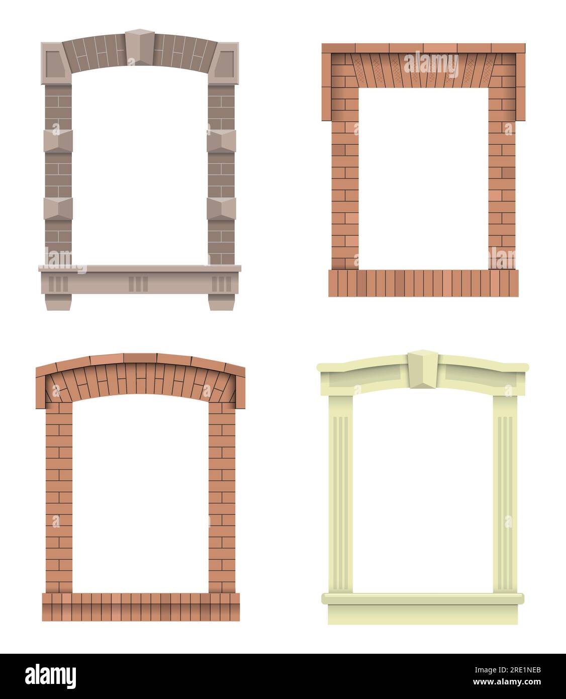 Vintage arcade of the masonry. Wall and facade of the old brick. Vector ...