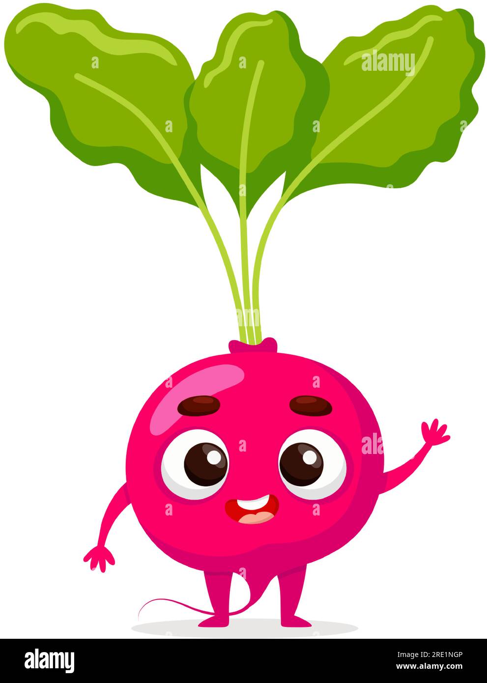 Funny cartoon radish. Kawaii vegetable. Vector food illustration ...
