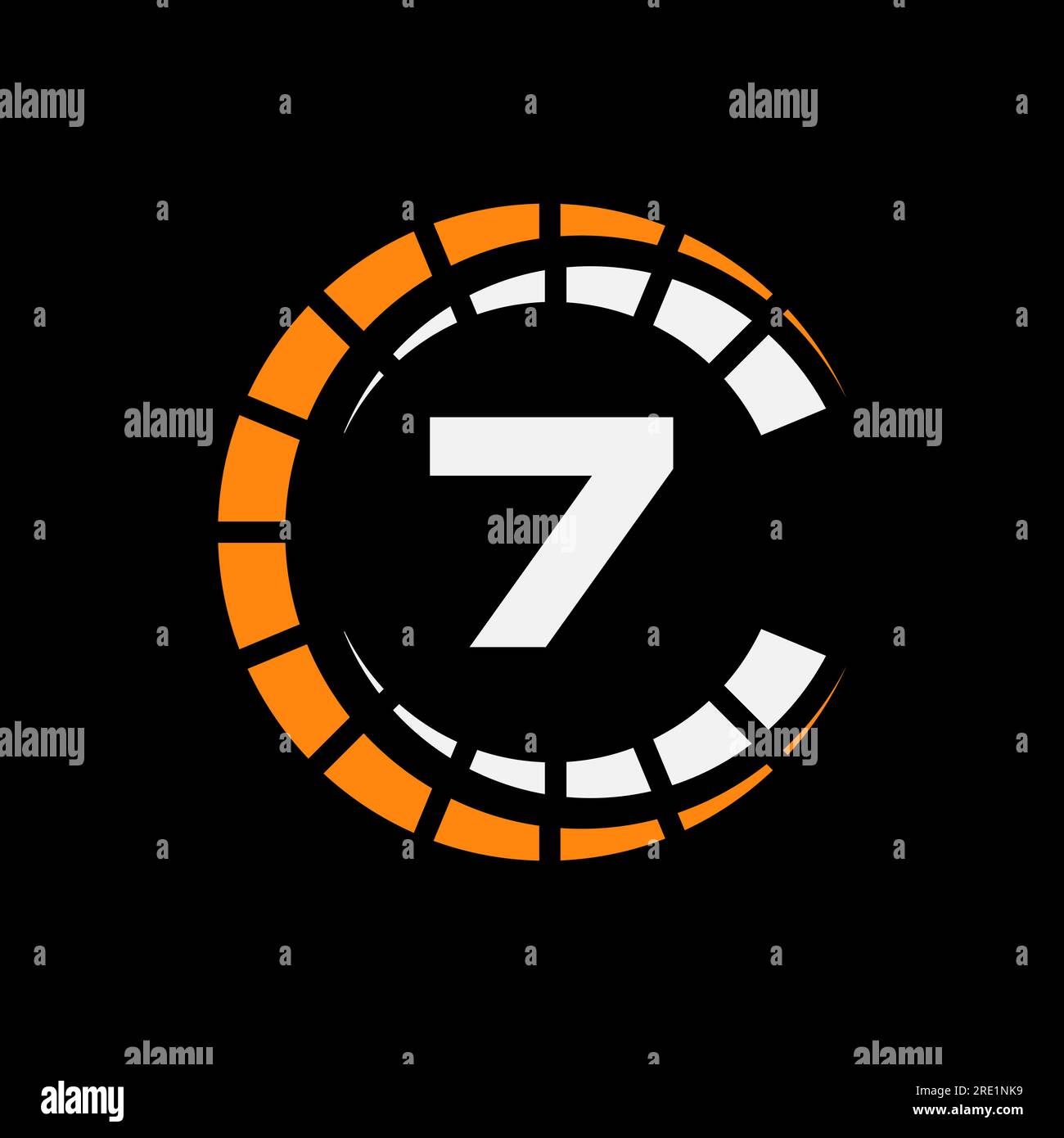 Car Automotive Logo On Letter 7 Speed Concept. Sport Car Symbol For ...