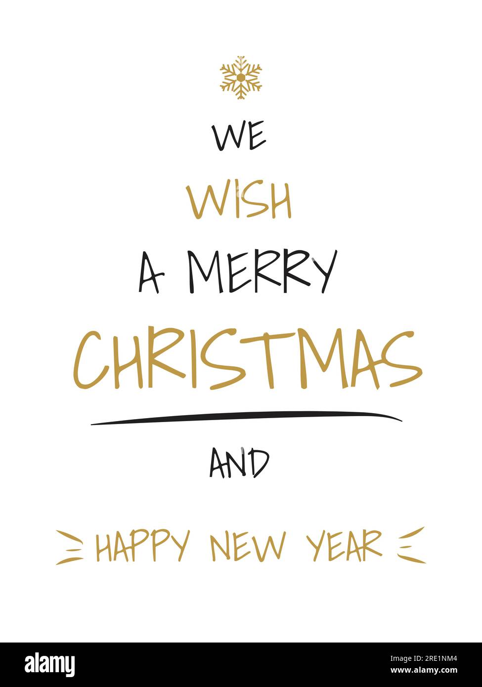 Merry Christmas. Winter Holiday greeting card with text. Hand drawn ...