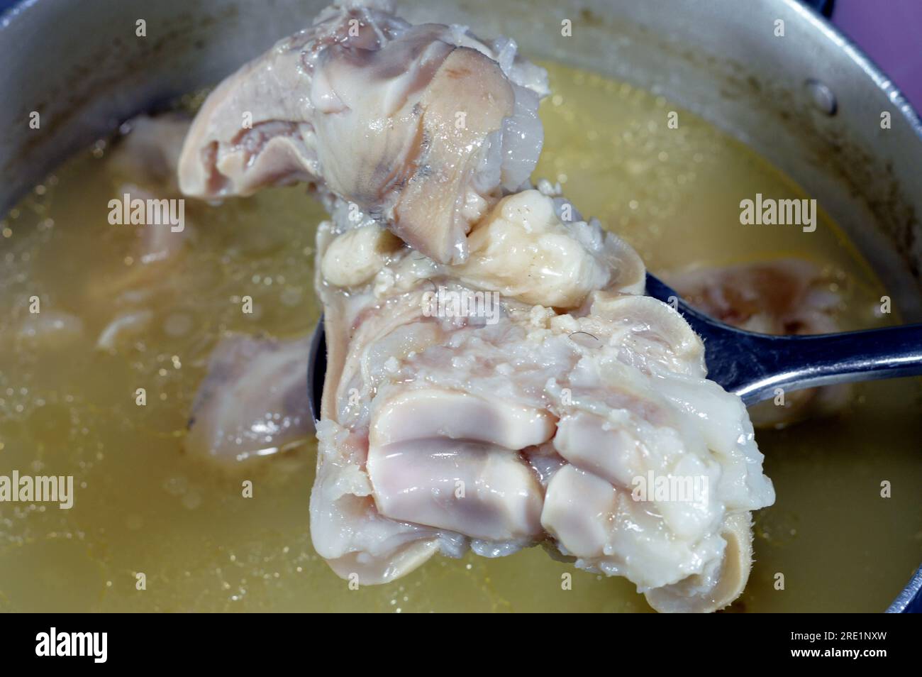 Arabic Egyptian cuisine of kawareh trotters with its traditional soup ...