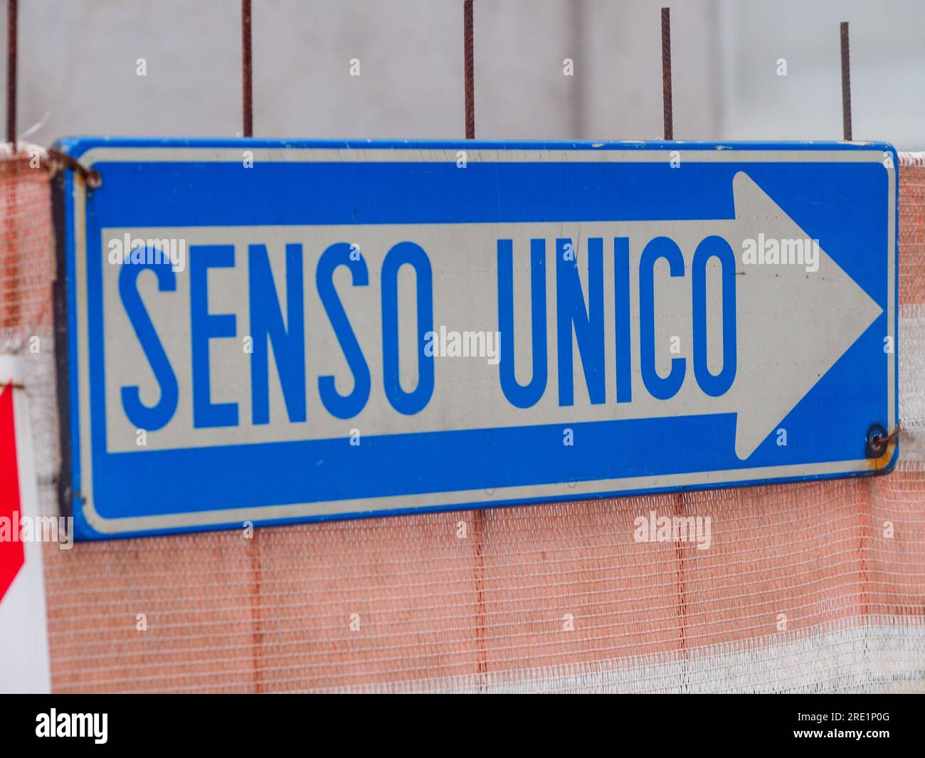 street italian sign meaning one way in the street Stock Photo - Alamy