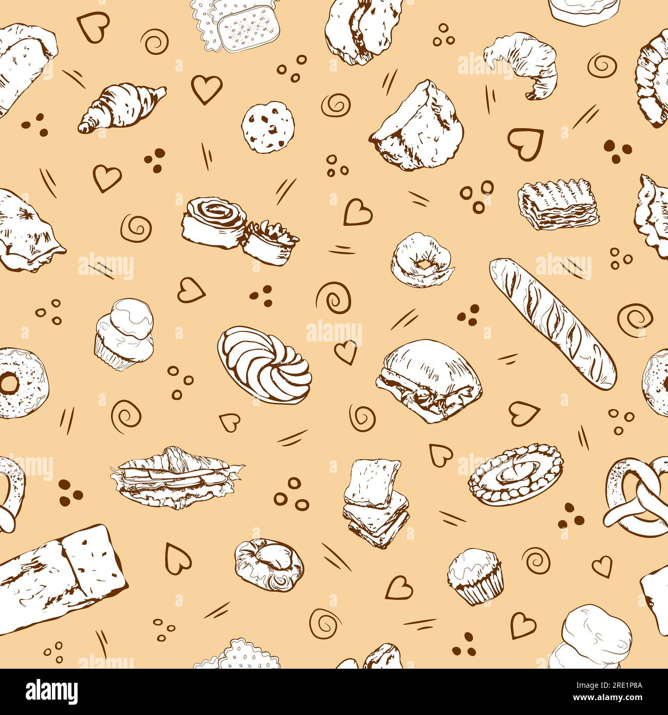 Bakery white on brown seamless pattern design Stock Vector Image & Art ...