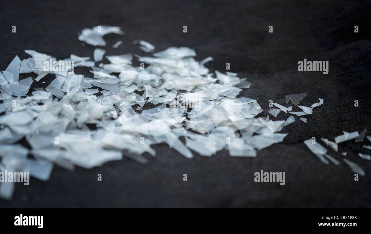 Macro shot on a pile of disintegrated micro plastic particles from ...