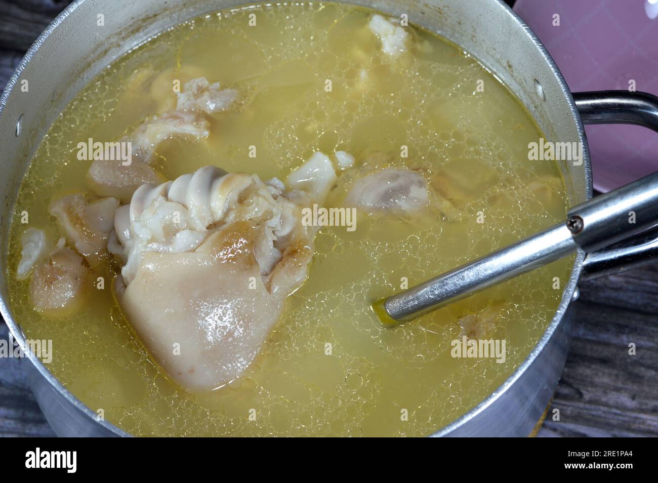 Arabic Egyptian cuisine of kawareh trotters with its traditional soup ...