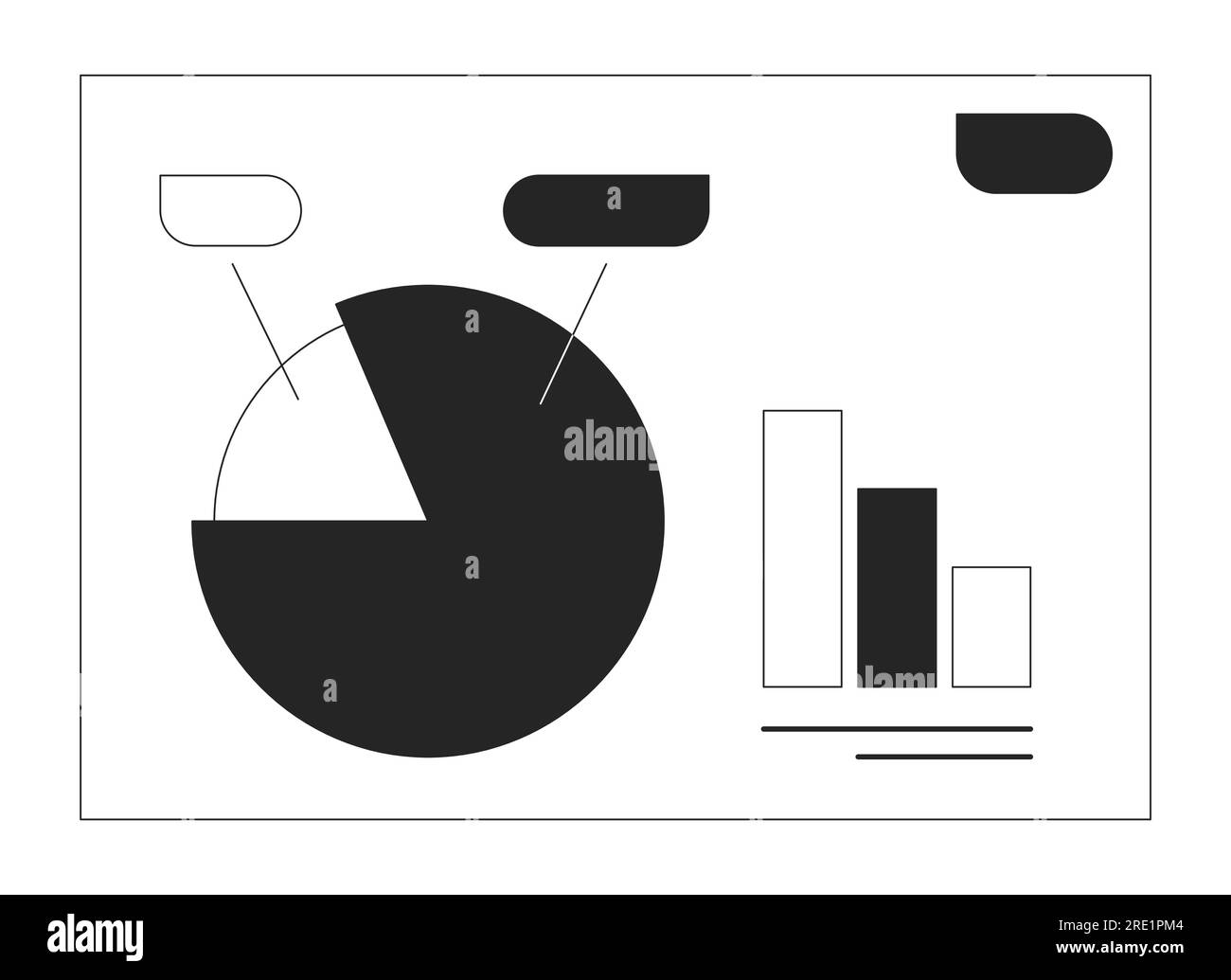 Business Presentation Slide With Charts Flat Monochrome Isolated Vector Object Stock Vector