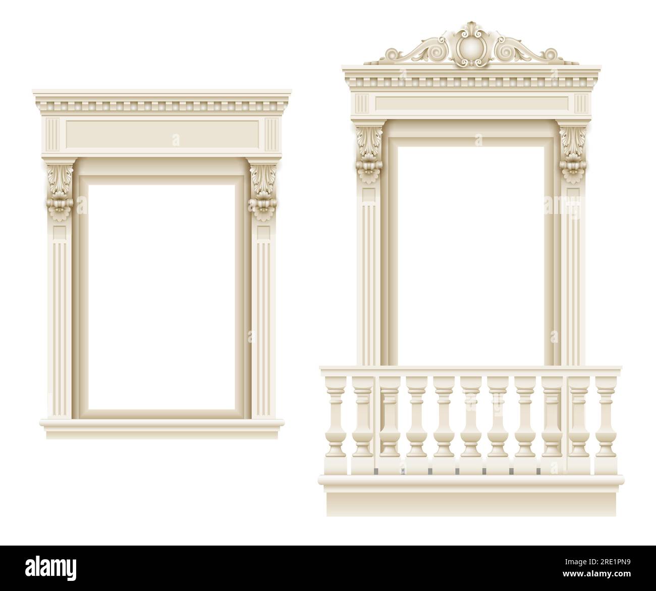 Classic architectural window or door facade decor for the frame. Set of ...