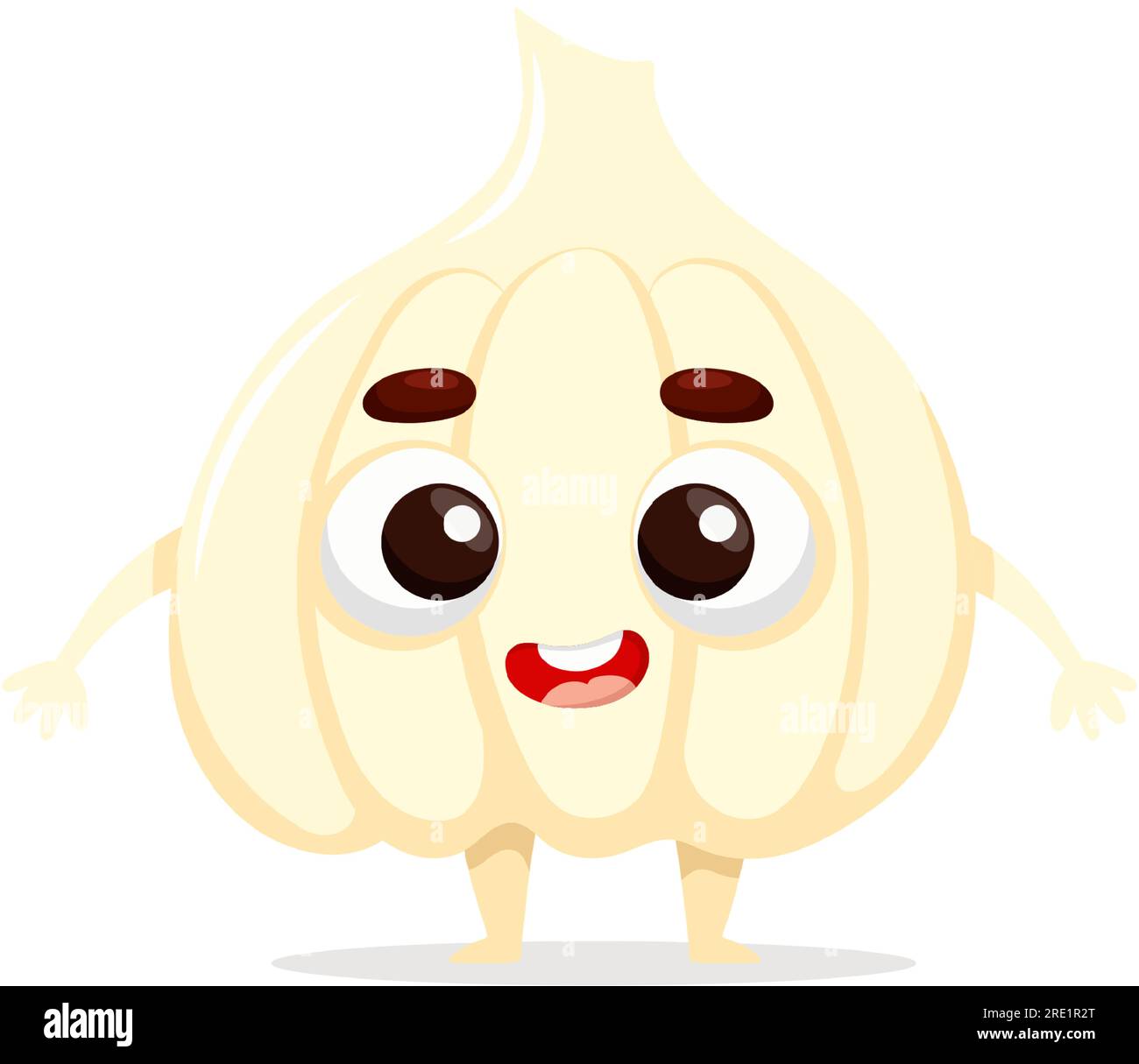 Funny cartoon garlic. Kawaii vegetable character. Vector food ...