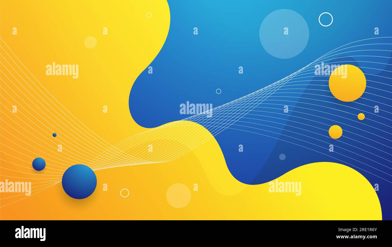 abstract fluid background with blue and yellow color. vector ...