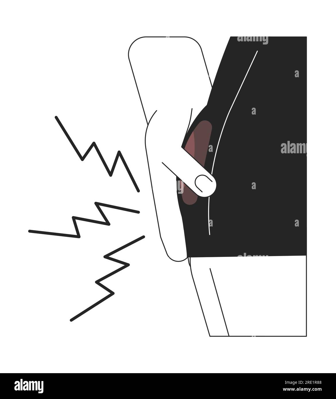 Bruise On Back Flat Monochrome Isolated Vector Object Stock Vector
