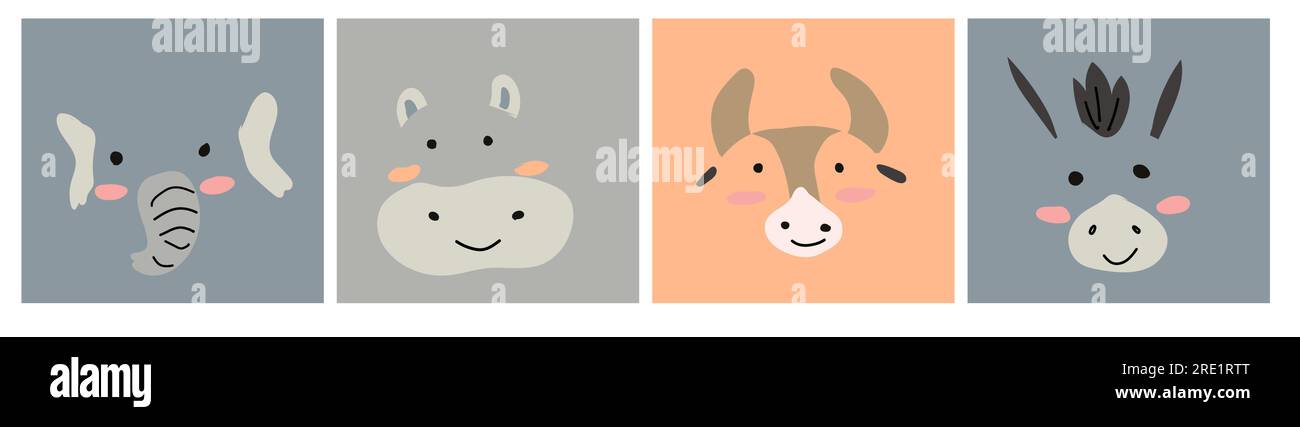 cute simple portraits of wild and domestic animals of scandinavian ...