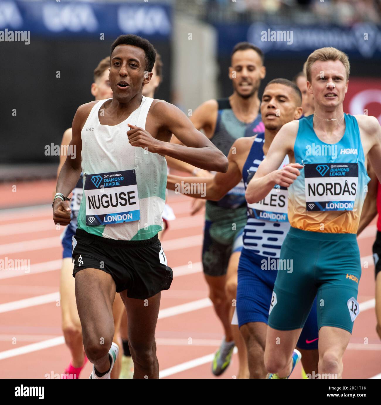 Yared Nuguse of the USA competing in the men’s 1500m at the Wanda Diamond League London Event ...